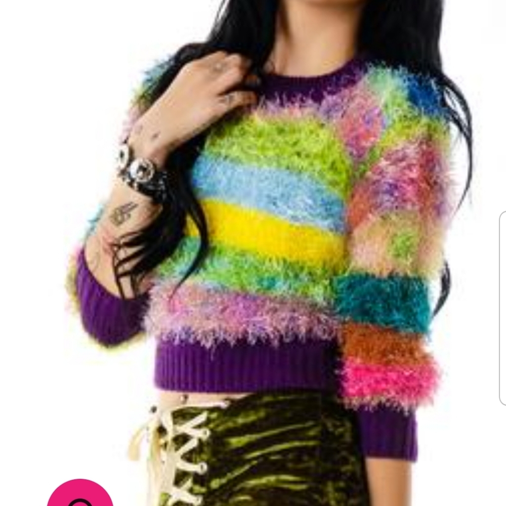 Rare Unif Furby Furry Dolls Kill Stripe Crop Sweater … - Gem